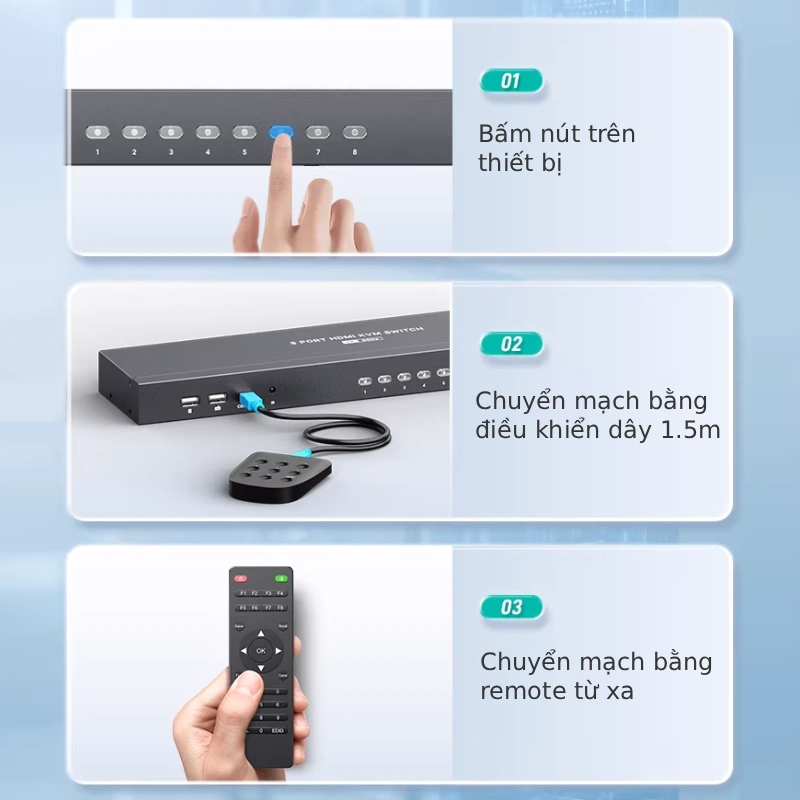 Bộ chuyển mạch HDMI KVM Switch 8 ra 1 hỗ trợ 4K 60Hz MT-VIKI MT-KH8S ...