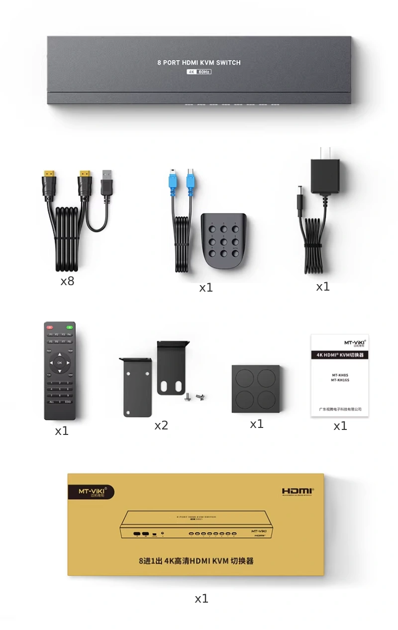 Bộ chuyển mạch HDMI KVM Switch 8 ra 1 hỗ trợ 4K 60Hz MT-VIKI MT-KH8S ...